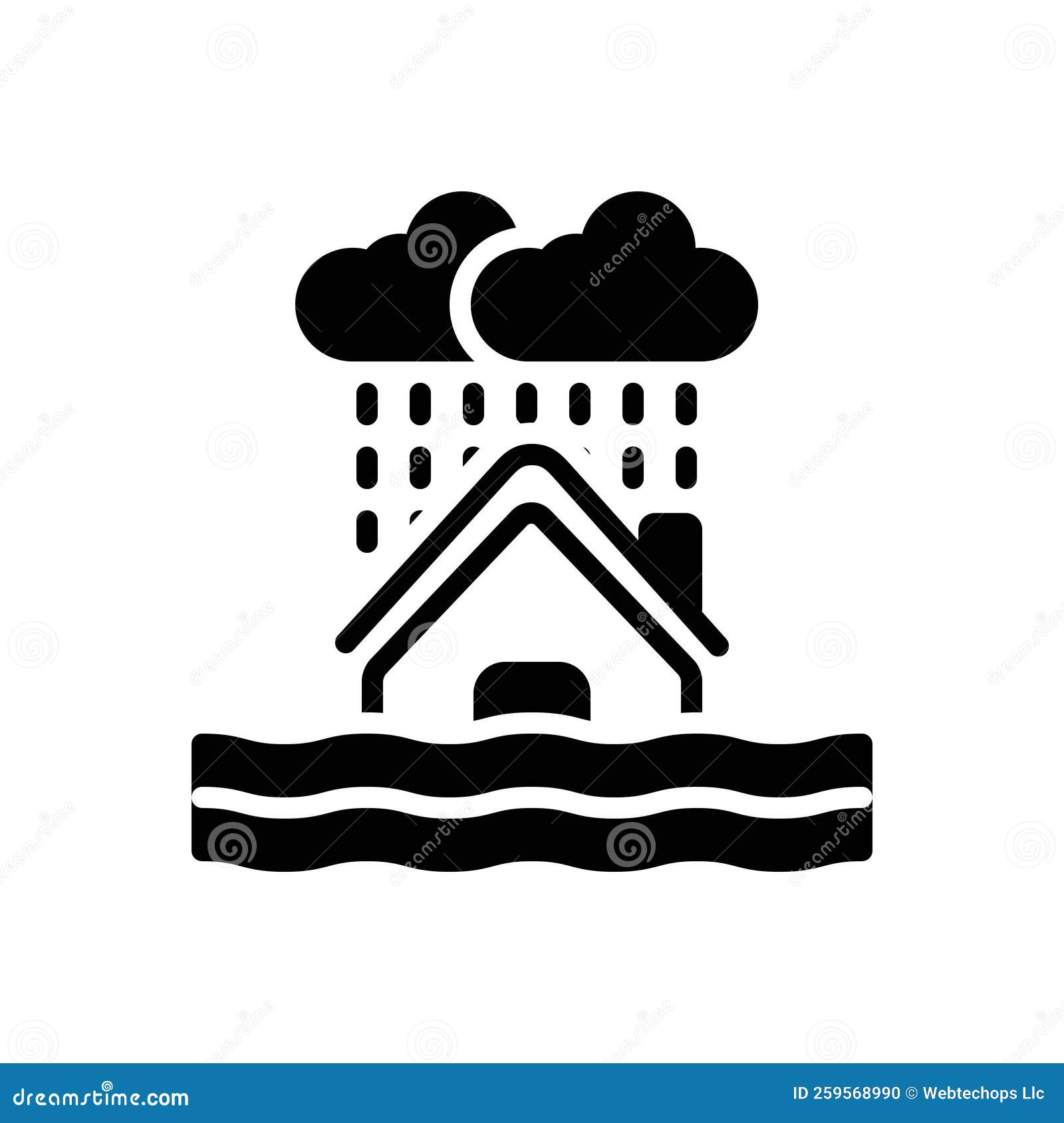 Black Solid Icon for Severe, Flood and Harsh Stock Vector ...