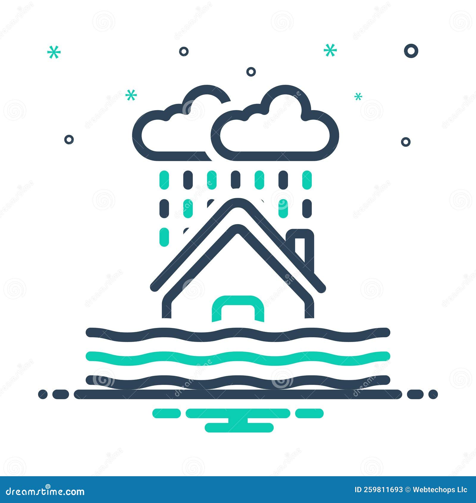 Mix Icon for Severe, Flood and Harsh Stock Illustration - Illustration ...