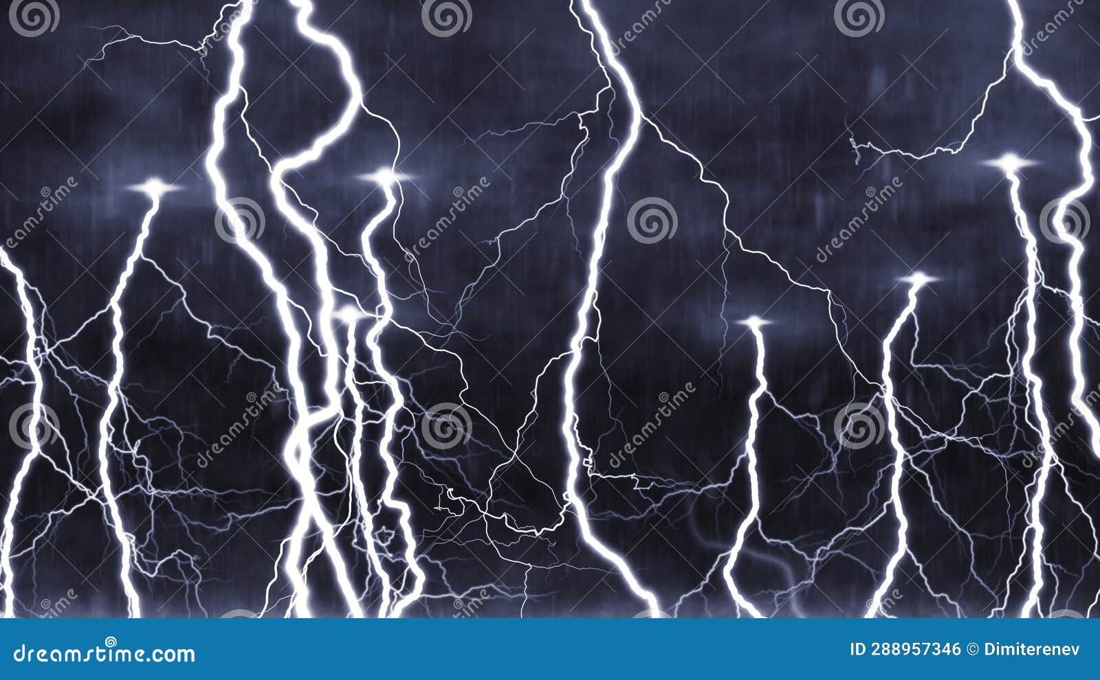 Lightning Storm with Heavy Rain Weather Background Stock Illustration ...