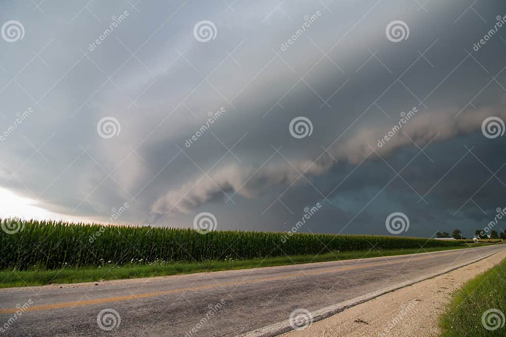 A Severe Thunderstorm Accompanied by a Menacing Shelf Cloud Approaches ...