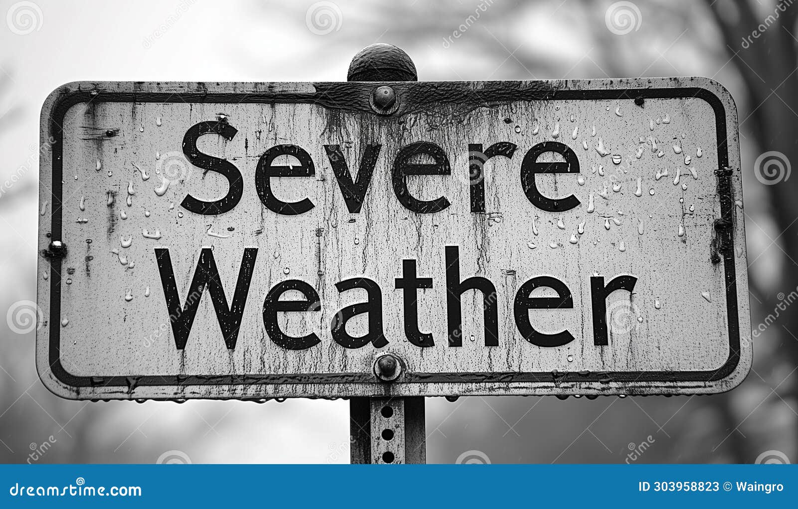 Severe Weather Information on the Traffic Sign Stock Illustration ...