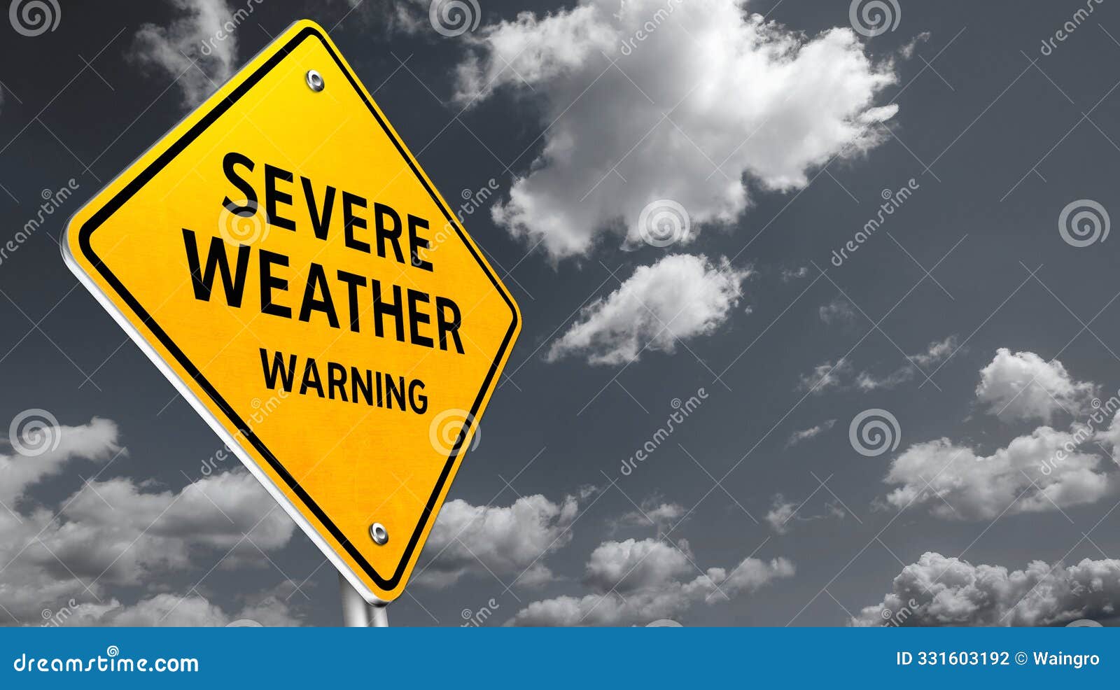 Severe Weather - Road Sign Warning Stock Photo - Image of emergency ...