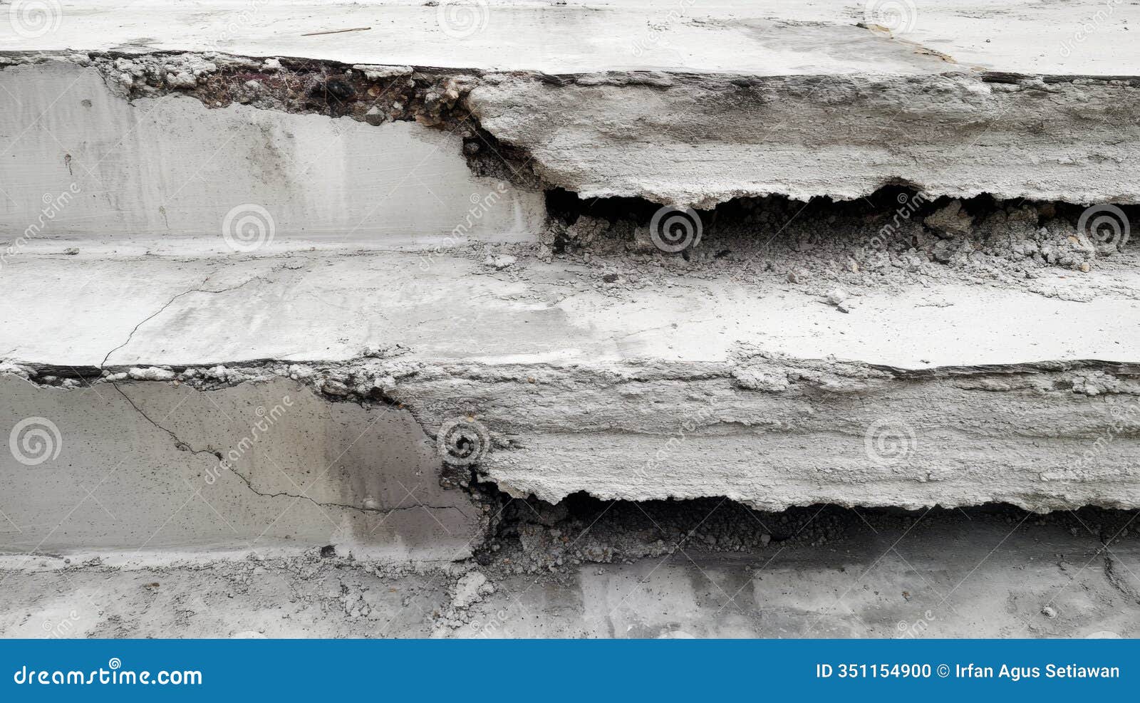 Severely Damaged Concrete Steps Showing Extensive Erosion Stock ...