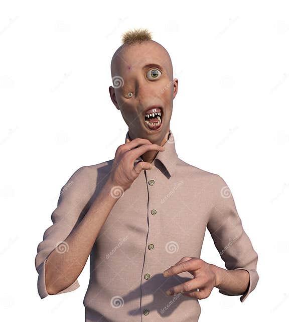 Severely Deformed Man on White Stock Illustration - Illustration of ...