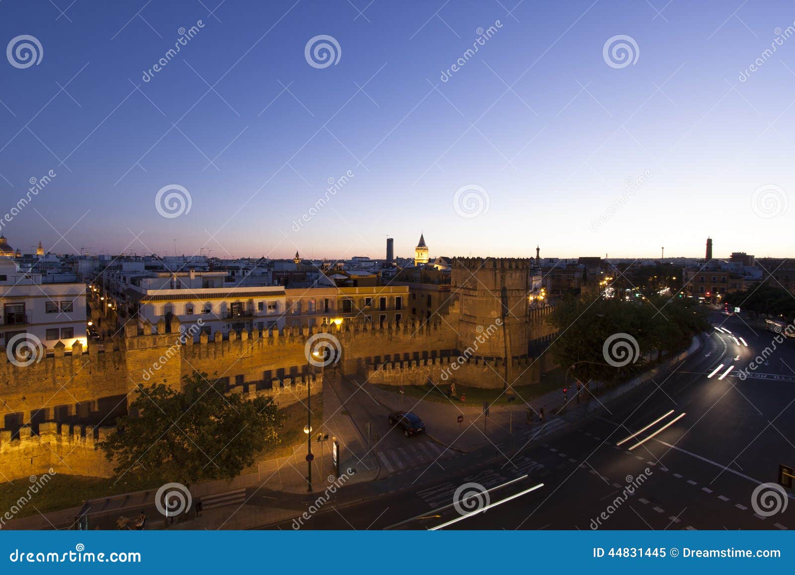 Sevilla by night stock image. Image of signs, city, spanish - 44831445