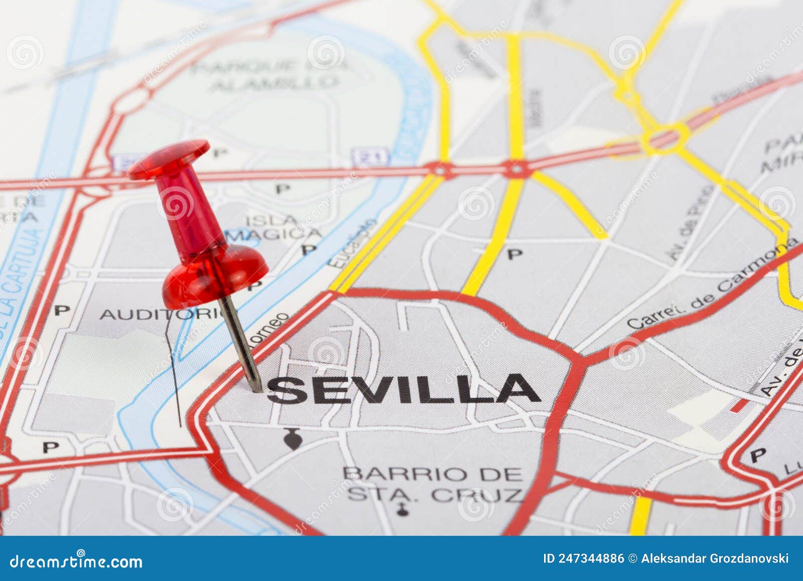 Sevilla Pinned on Map of Spain Stock Photo - Image of cartography ...
