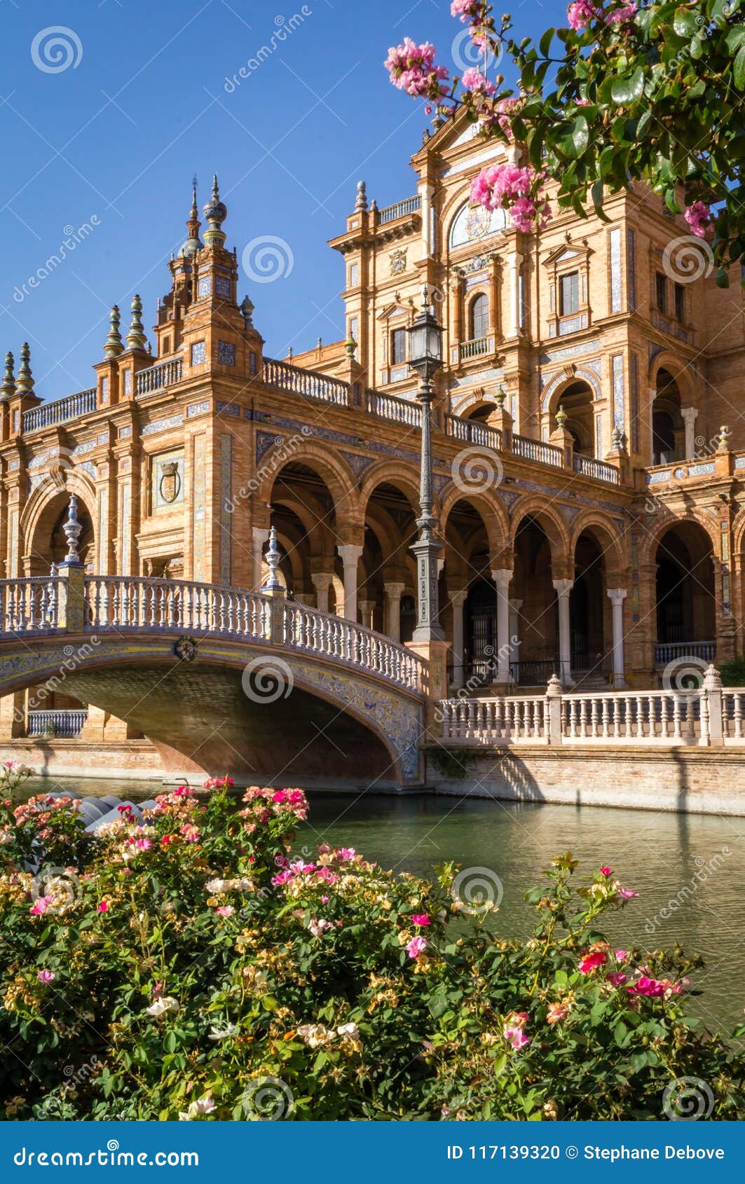 Sevilla Spain Square Plaza De Espana, River and Bridge Stock Photo ...