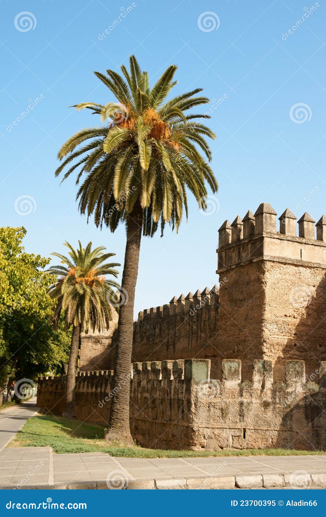 Seville ancient city walls stock image. Image of watchtower - 23700395