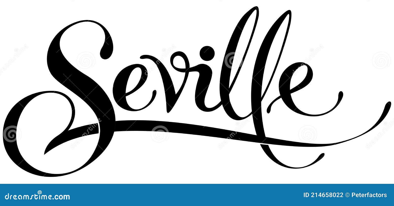 Seville - Custom Calligraphy Text Stock Vector - Illustration of curve ...