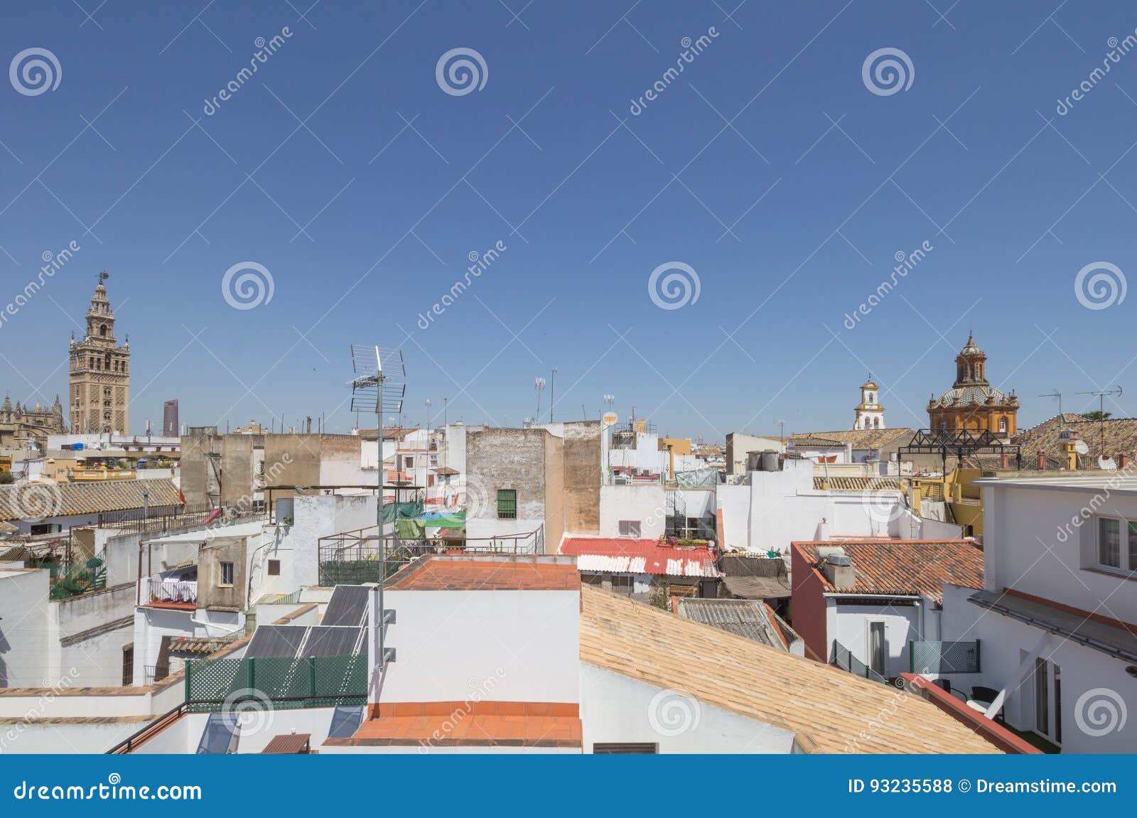 Seville from rooftop stock photo. Image of cityscape - 93235588