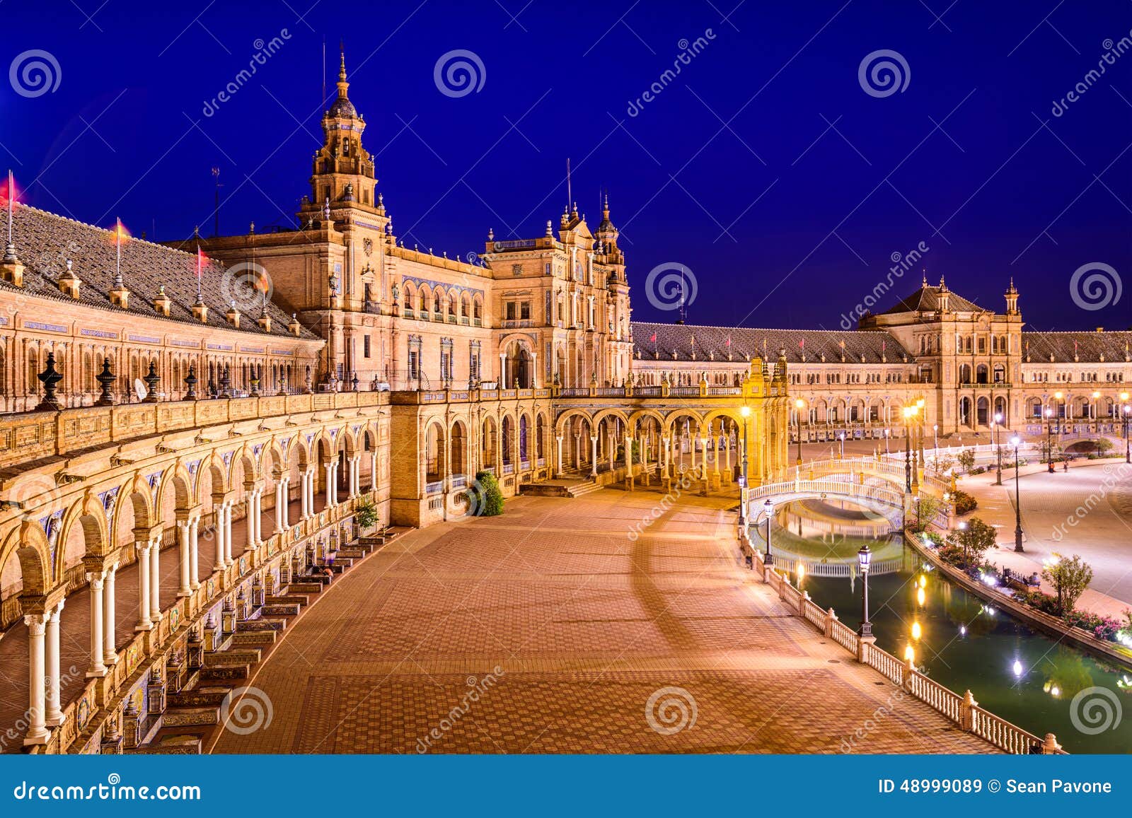 Seville, Spain at Spanish Square Stock Image - Image of skyline, park ...