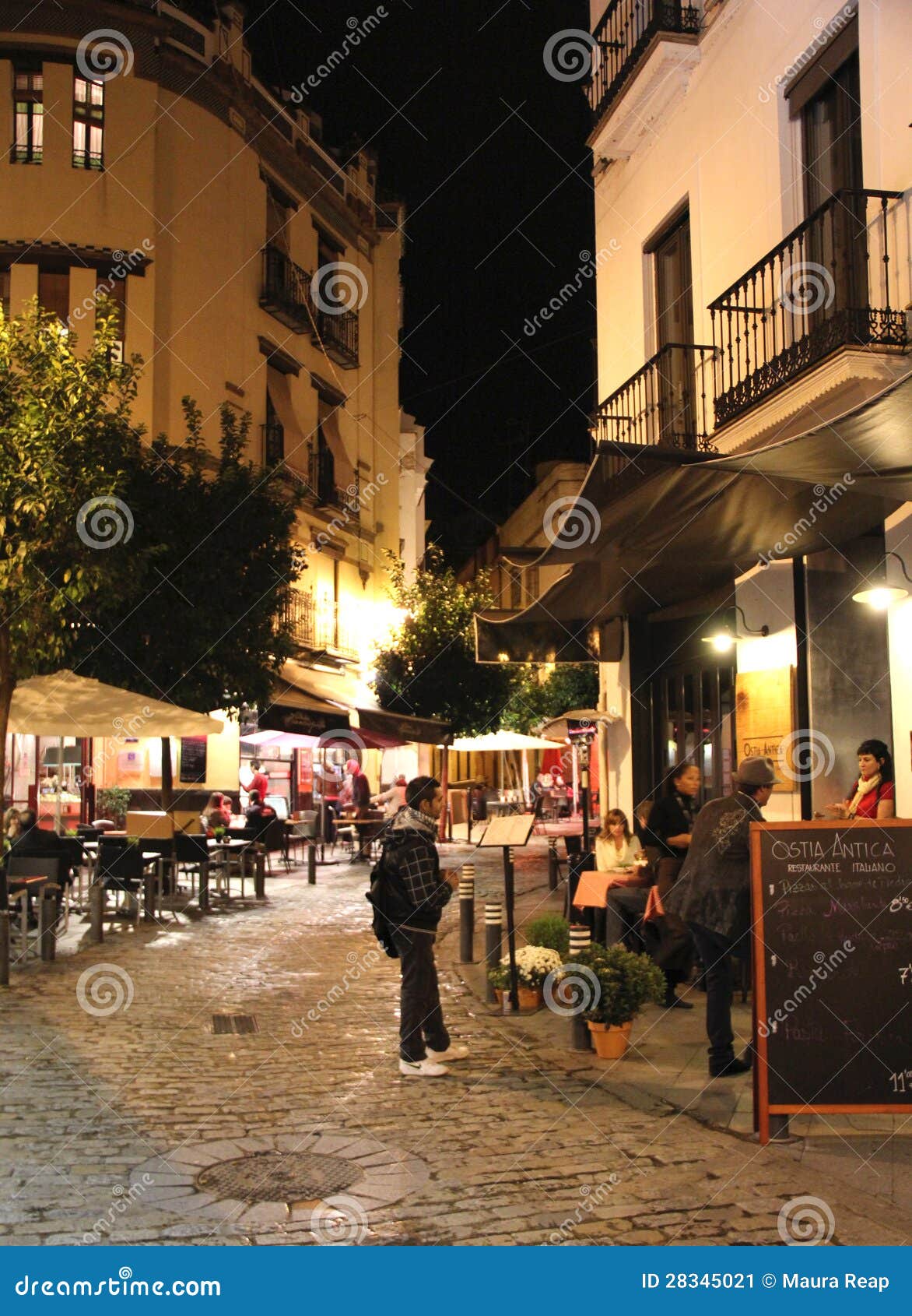 Seville Street at Night editorial photo. Image of heritage - 28345021