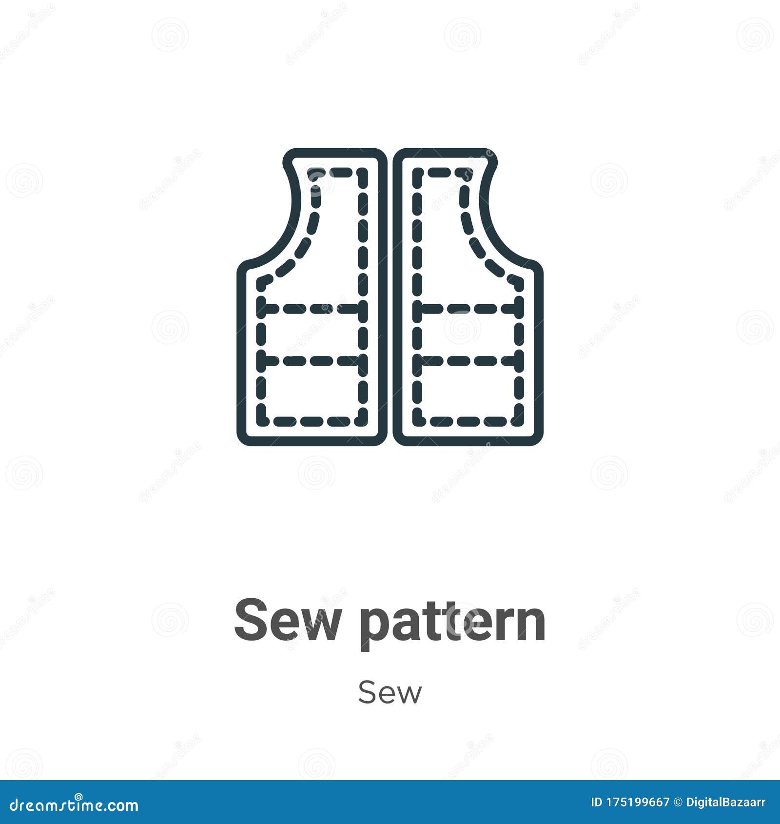 Sew Pattern Outline Vector Icon. Thin Line Black Sew Pattern Icon, Flat ...