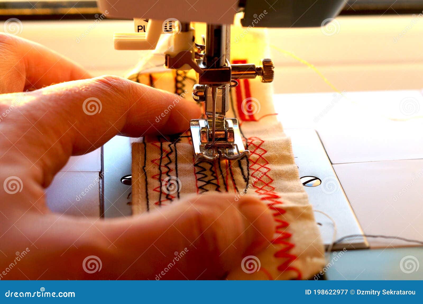 Sewing on a Modern Sewing Machine Stock Image - Image of presser ...