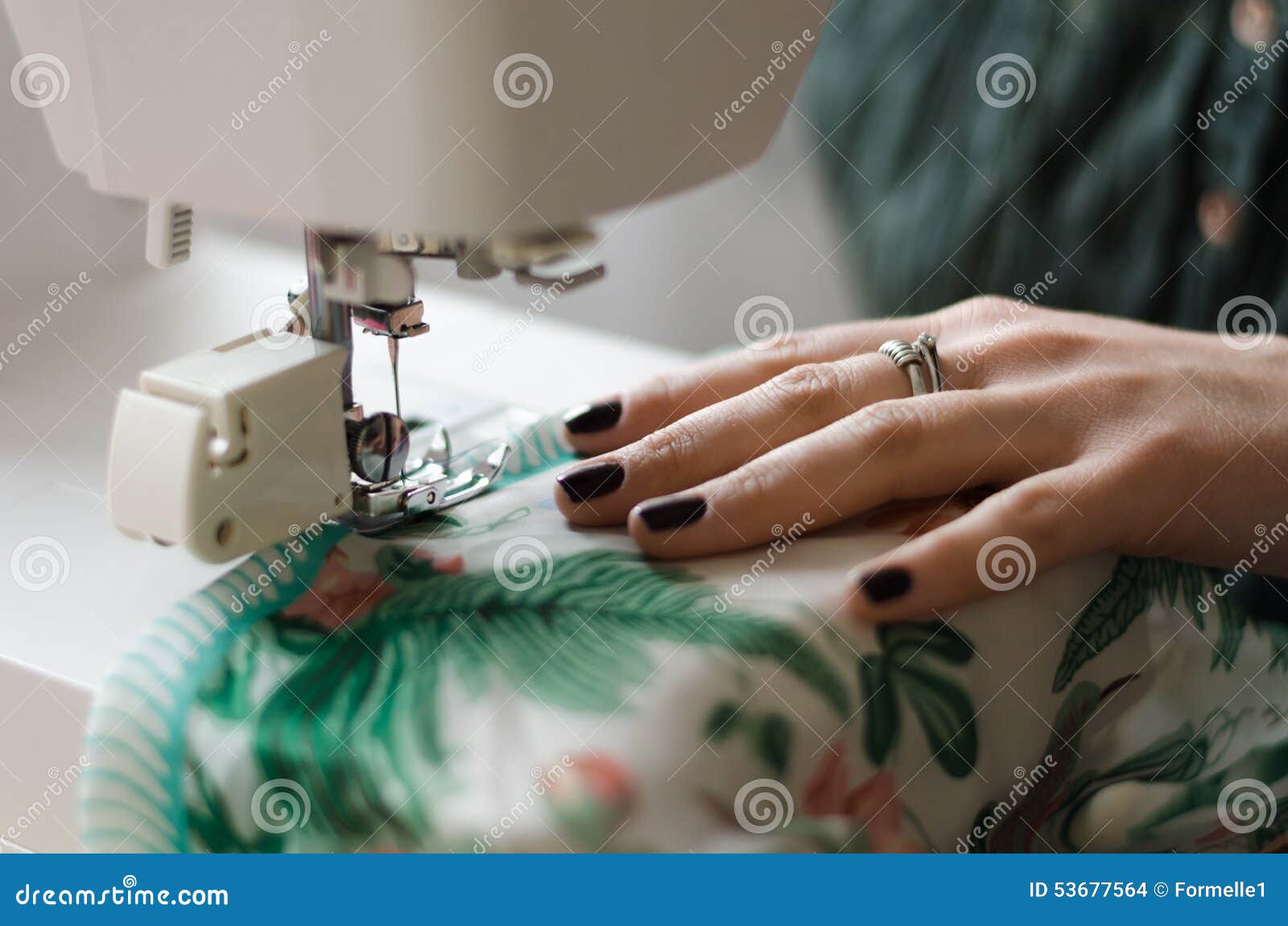 Sew on a sewing machine stock photo. Image of industry - 53677564