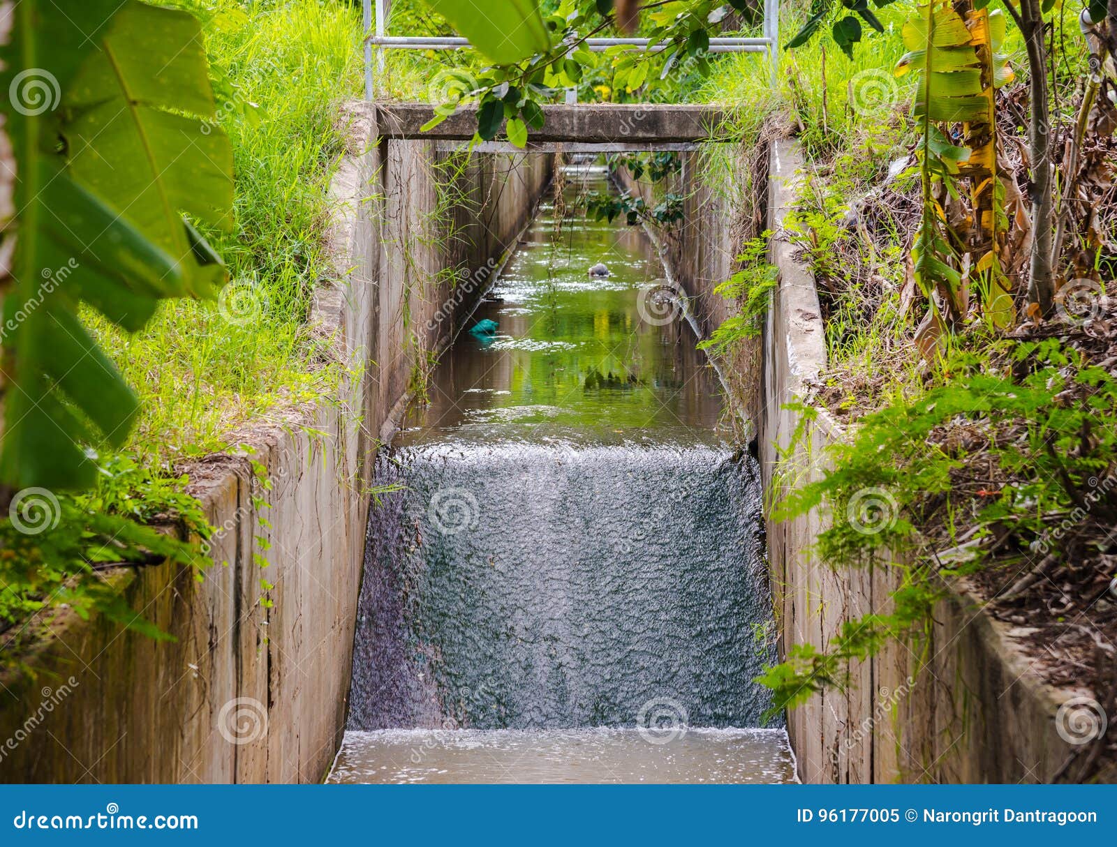 Sewage Drainage with Slow Water Flow. Stock Image - Image of ...