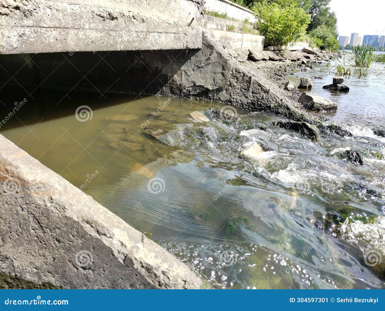 Sewage Flows from the Underground Sewer Collector. Human Pollution of ...