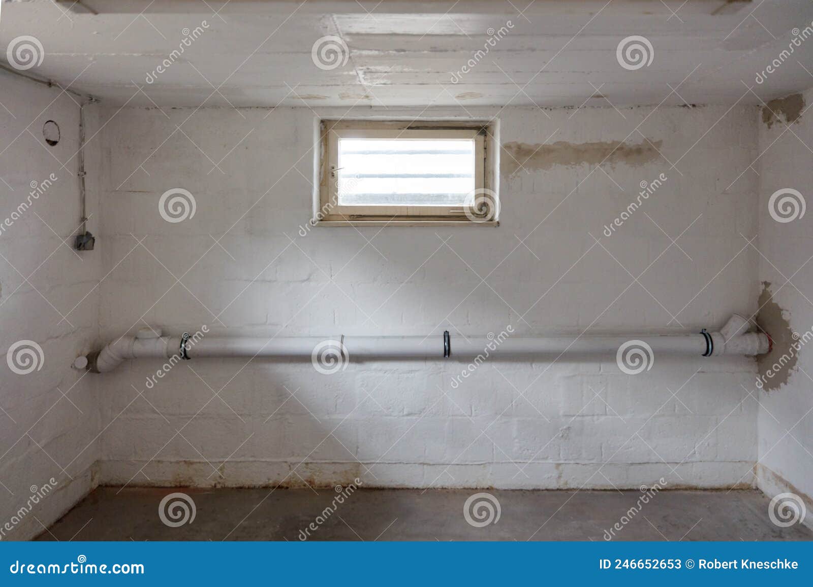 Sewage Pipe Runs through Room in Basement of House Stock Image - Image ...
