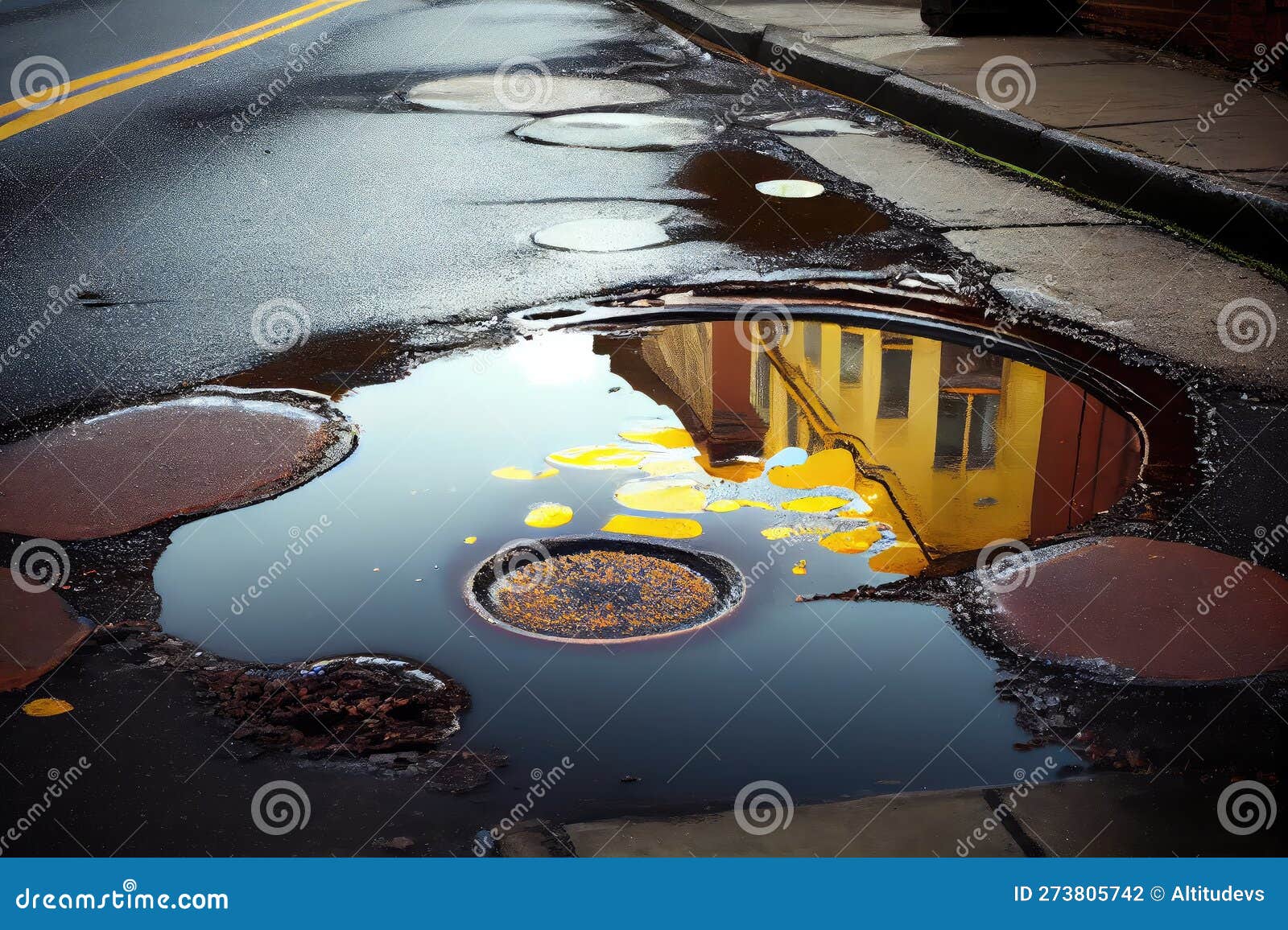 Sewage Spill on the Pavement, with Puddle Growing in Size Stock ...
