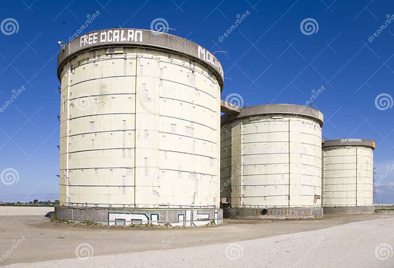 Sewage treatment silos stock image. Image of exterior - 14211677