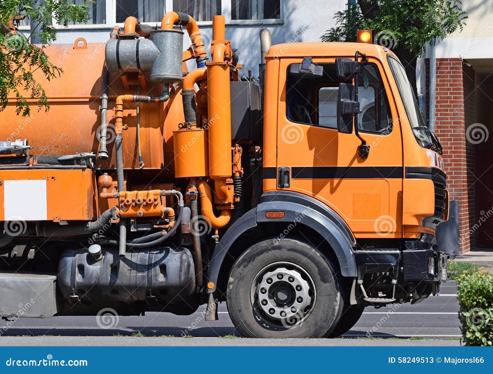 Sewage truck stock image. Image of industry, orange, sewage - 58249513