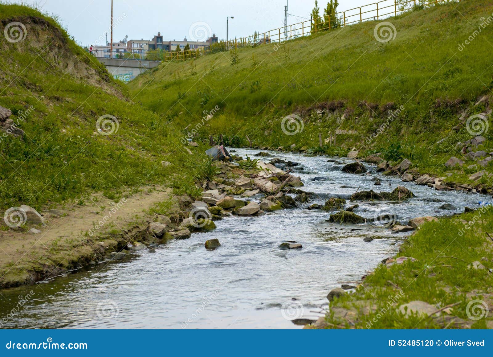 Sewage Water Flowing into the River Stock Photo - Image of stone, river ...