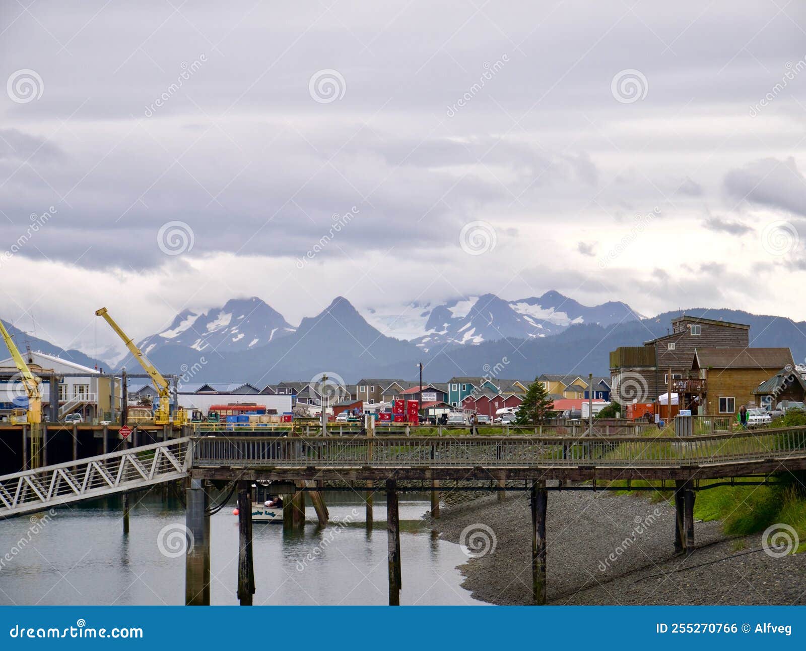 Seward Harbor, Alaska, with Mountains and Glaciers in the Background ...
