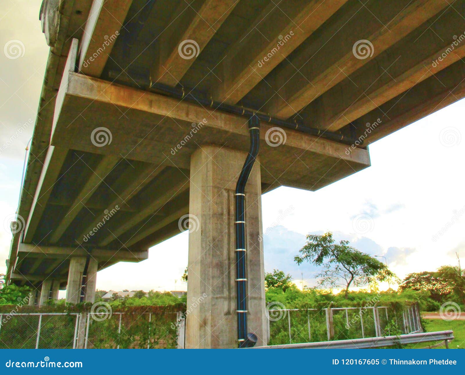 Sewer Bridge Through A Ditch By The Road. Concrete Hole With ...
