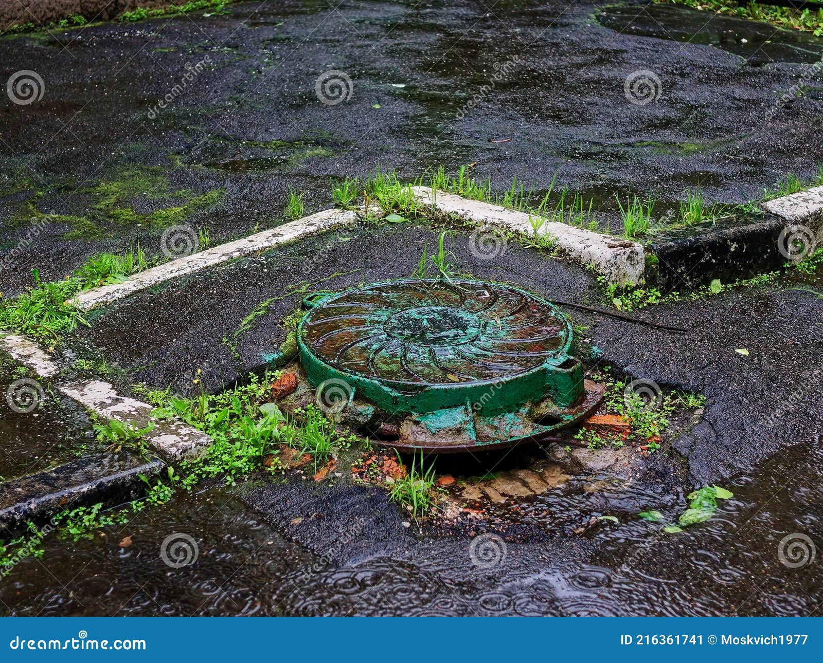 Sewer Hatch in the Flow of Water Stock Image - Image of fall, hole ...
