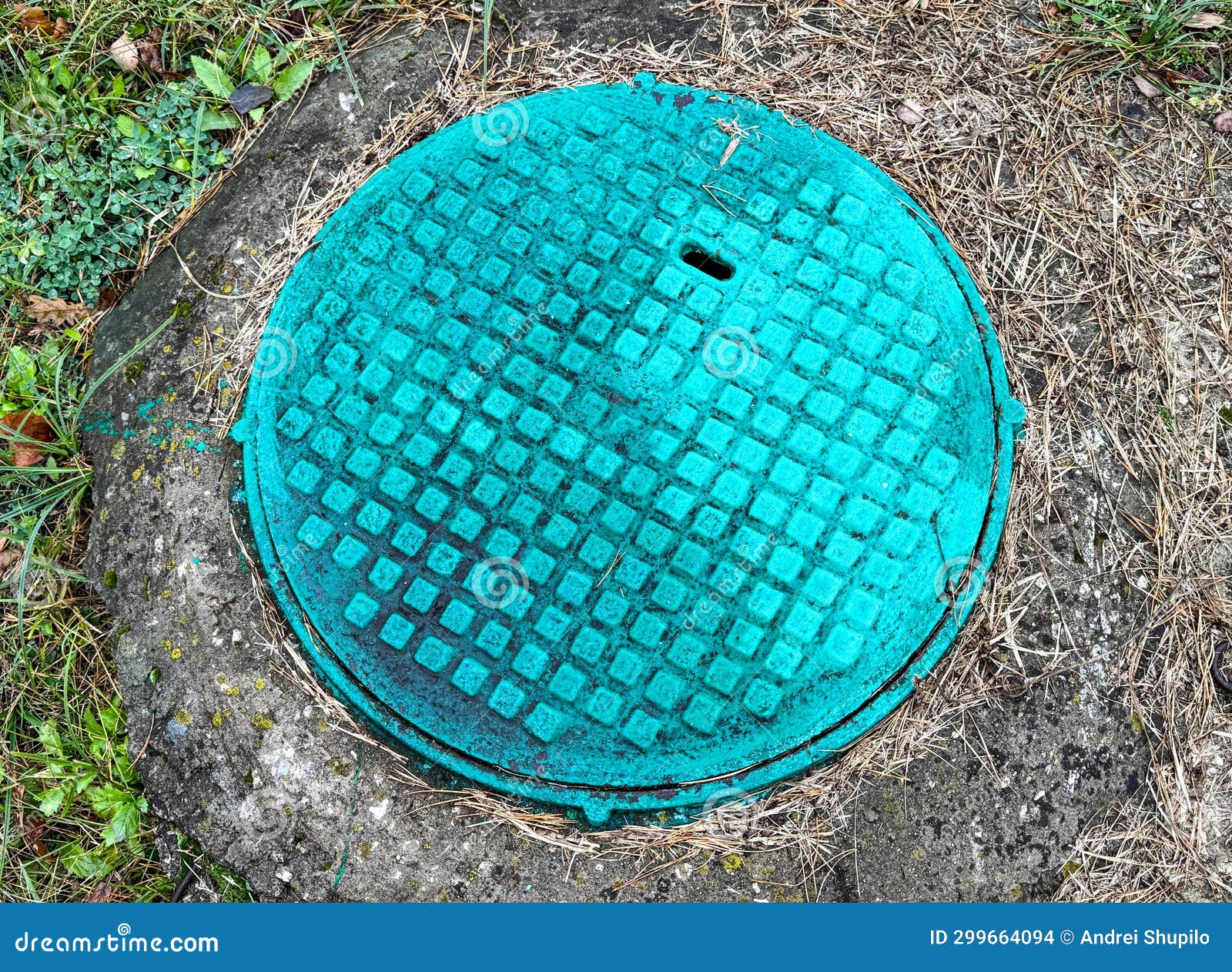 Sewer Hatch on the Ground in the Park Stock Photo - Image of iron, pipe ...