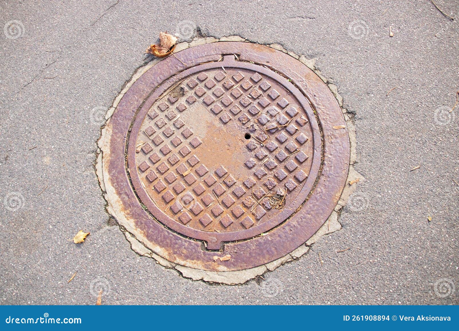 Sewer Manhole with Lid on the Sidewalk Stock Photo - Image of iron ...