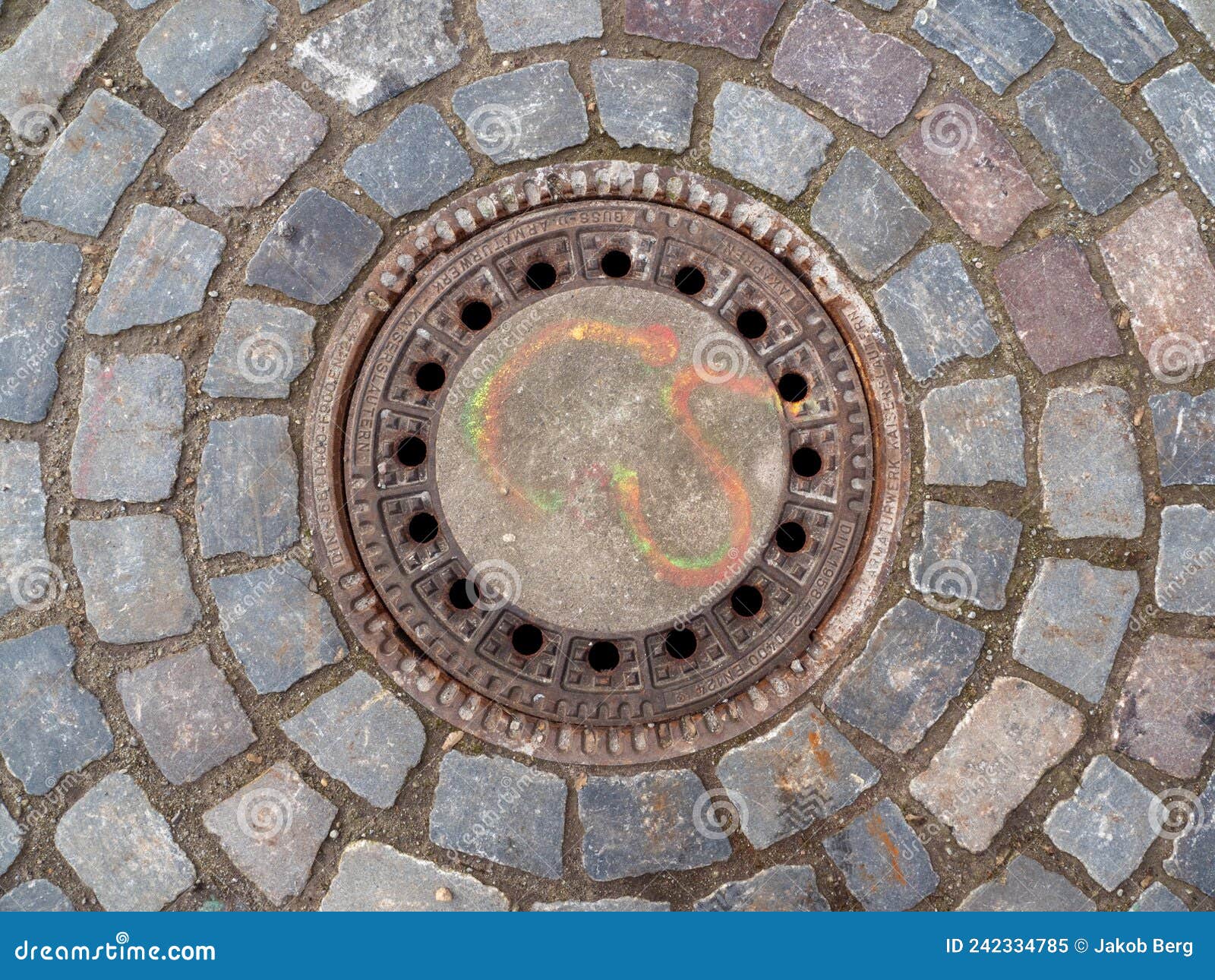 Sewer Manhole Lined with Stones Stock Image - Image of city, dirty ...