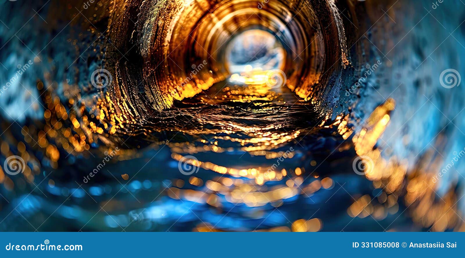 A Sewer Pipe, Dirty Water Inside Stock Photo - Image of construction ...
