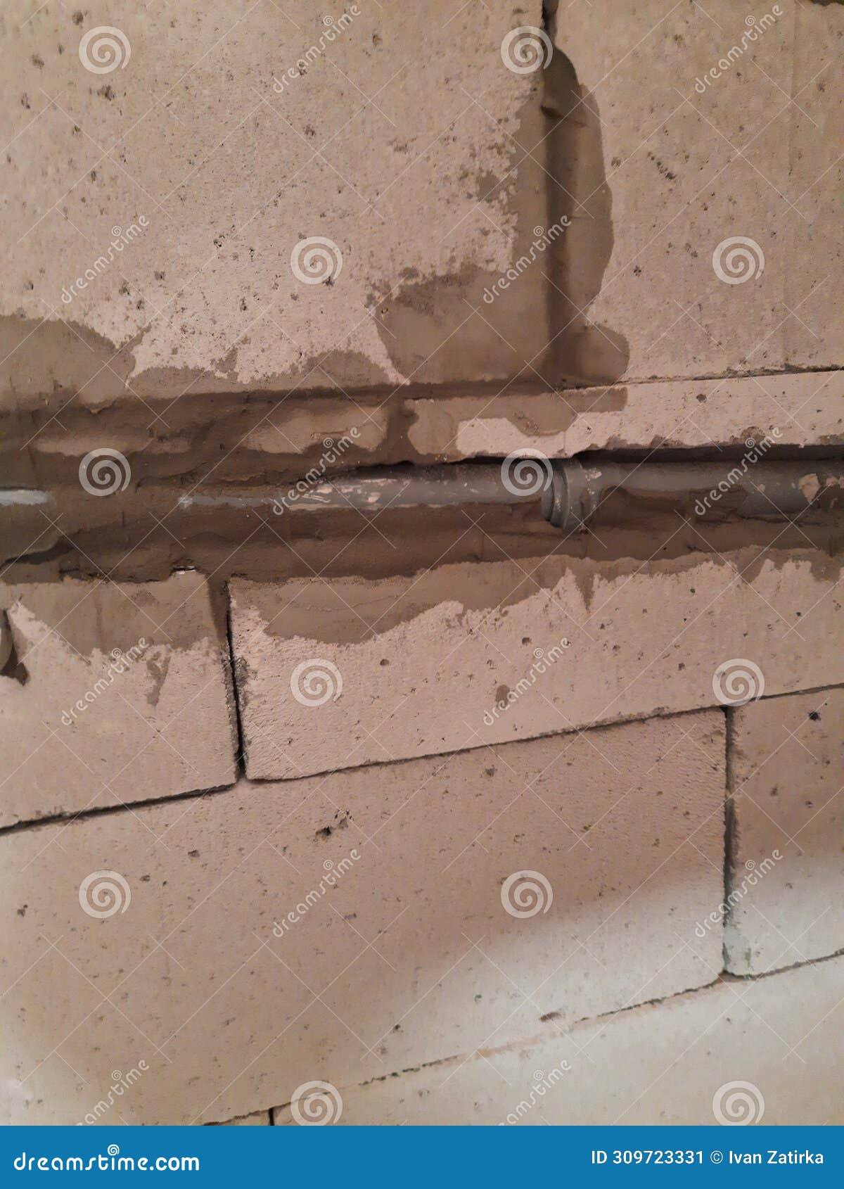 A Sewer Pipe in a Foam Block Wall. Stock Image - Image of wall, block ...