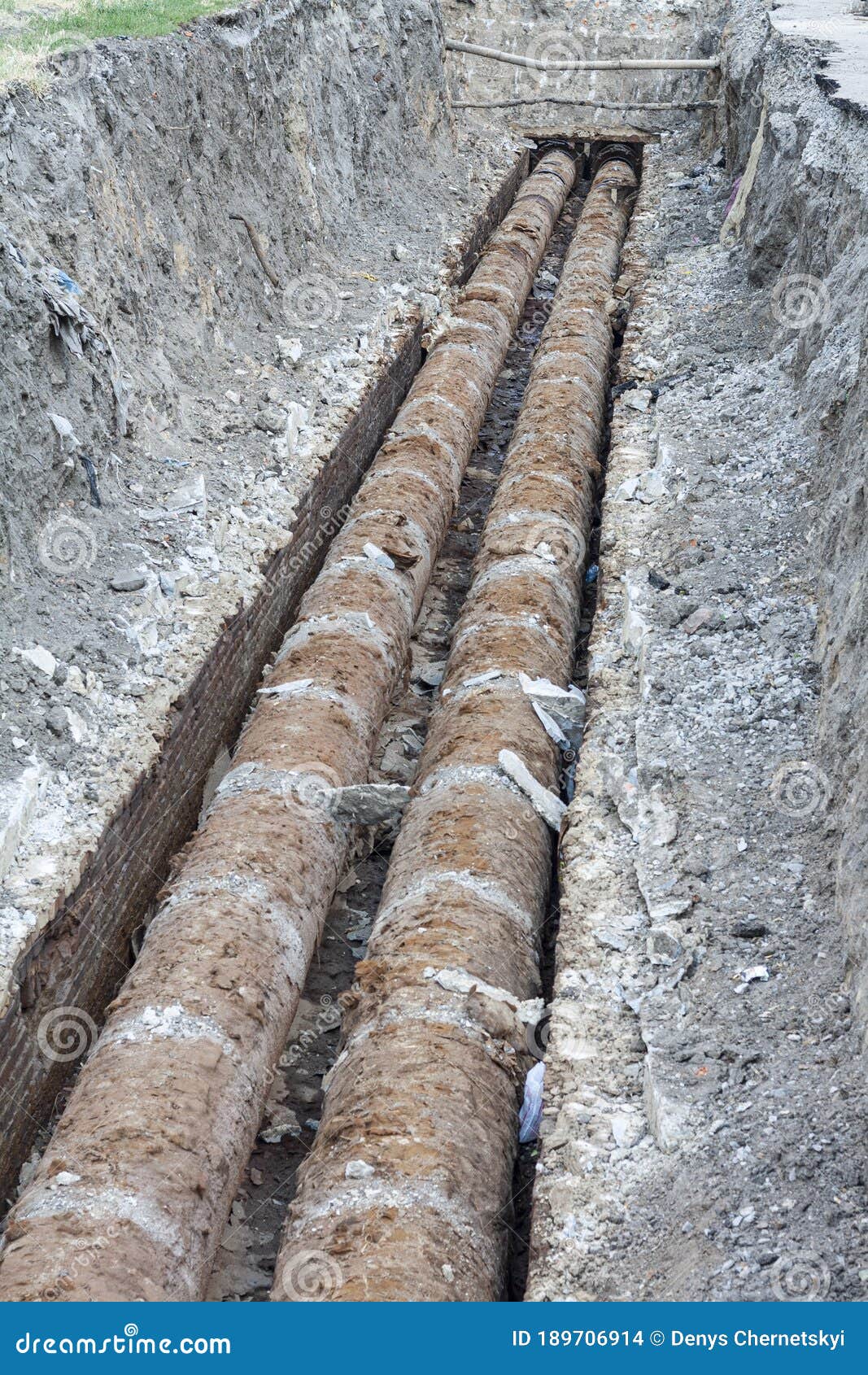 Sewer Pipe Repair. Old Rusty Water Pipe Stock Photo - Image of plumber ...
