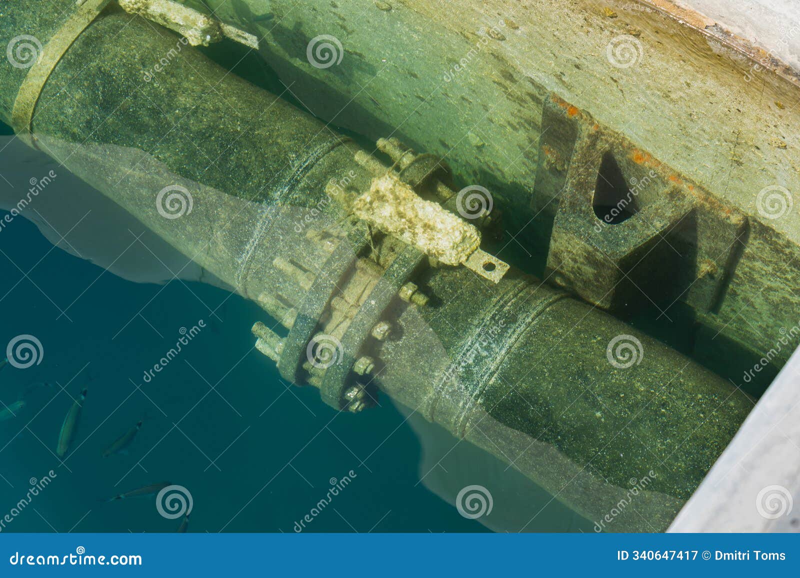 Sewer Pipe Underwater in the Port Stock Image - Image of bolts ...