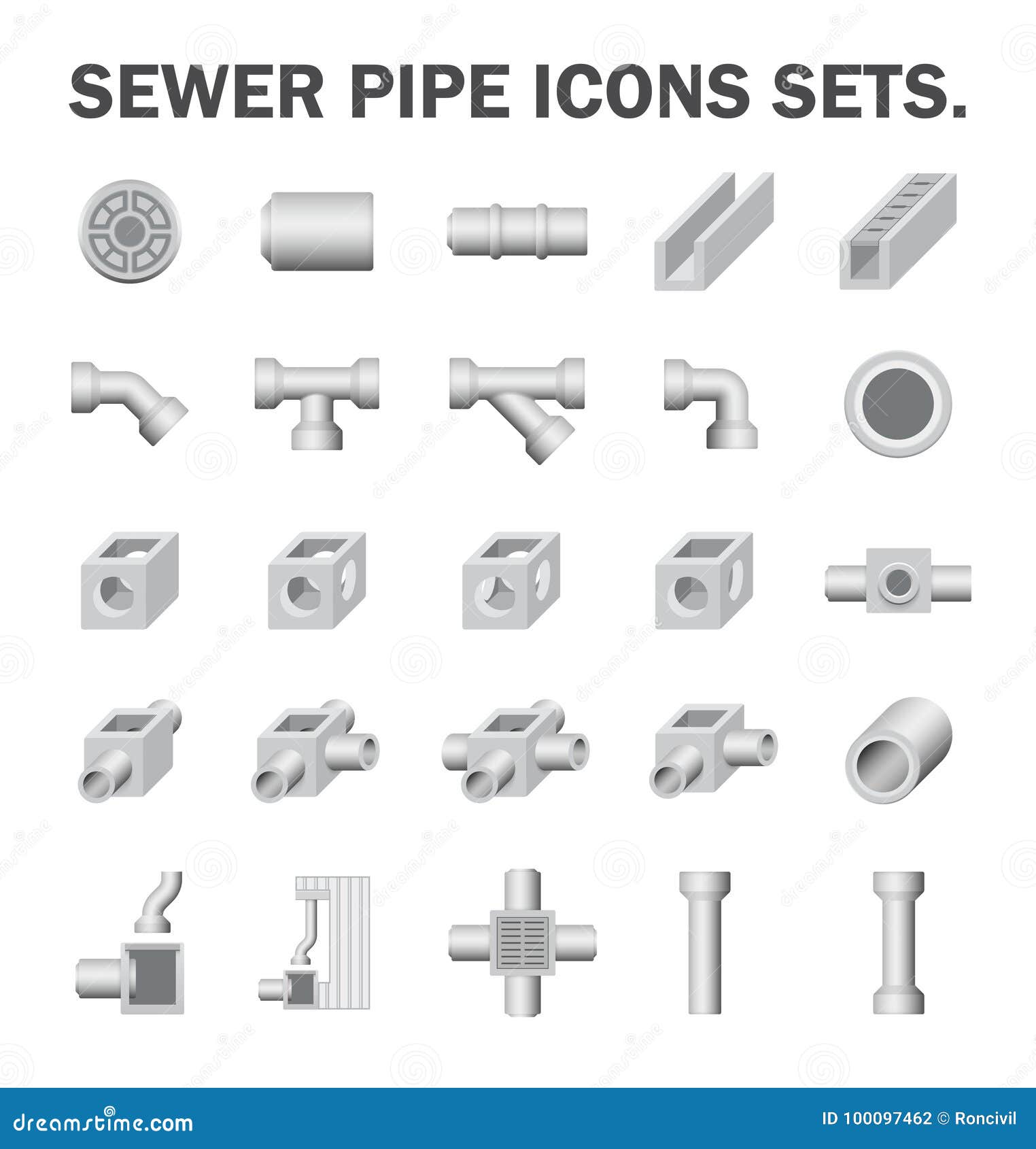 Sewer pipe icons stock vector. Illustration of equipment - 100097462