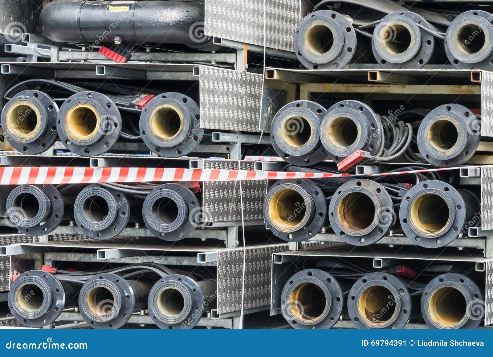 The Sewer Pipes are Stored on Open Storage Stock Image - Image of ...