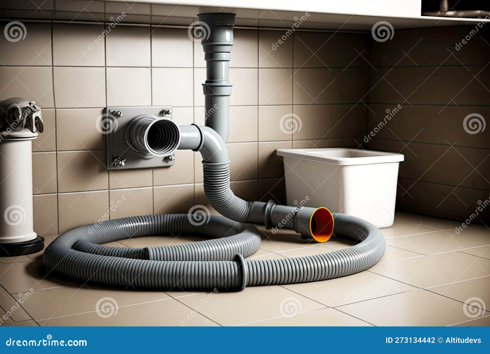 Sewer System in Bathroom Plastic Siphon and Pipes Stock Illustration ...