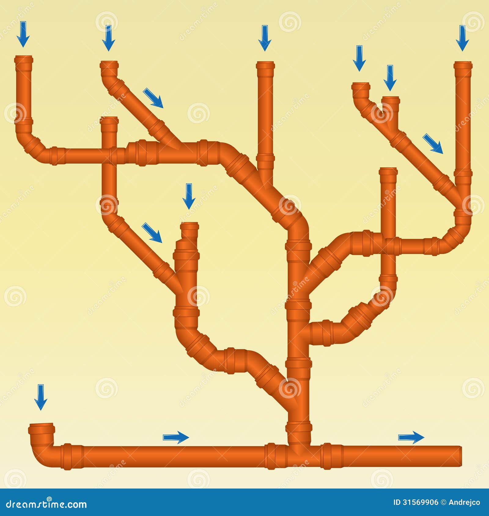 Sewer System In House. Pipes And Valves. Sink And Toilet Bowl. B ...