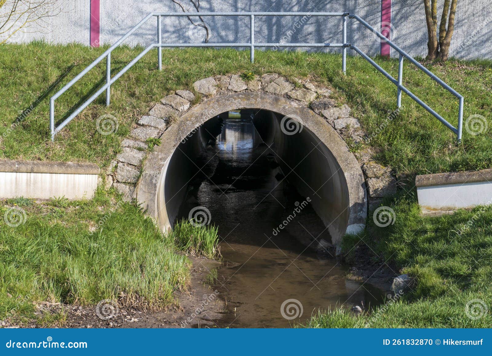 Sewer, Tunnel with Reflection and Light at the End Stock Photo - Image ...