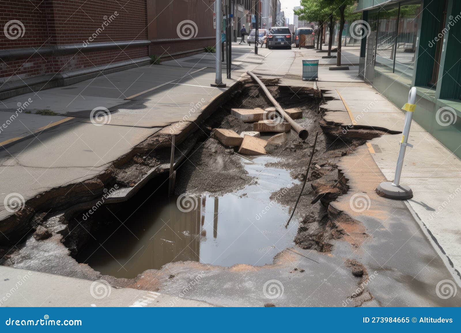 Sewer Water Spilling Out of the Broken Pipes Onto the Sidewalk Stock ...