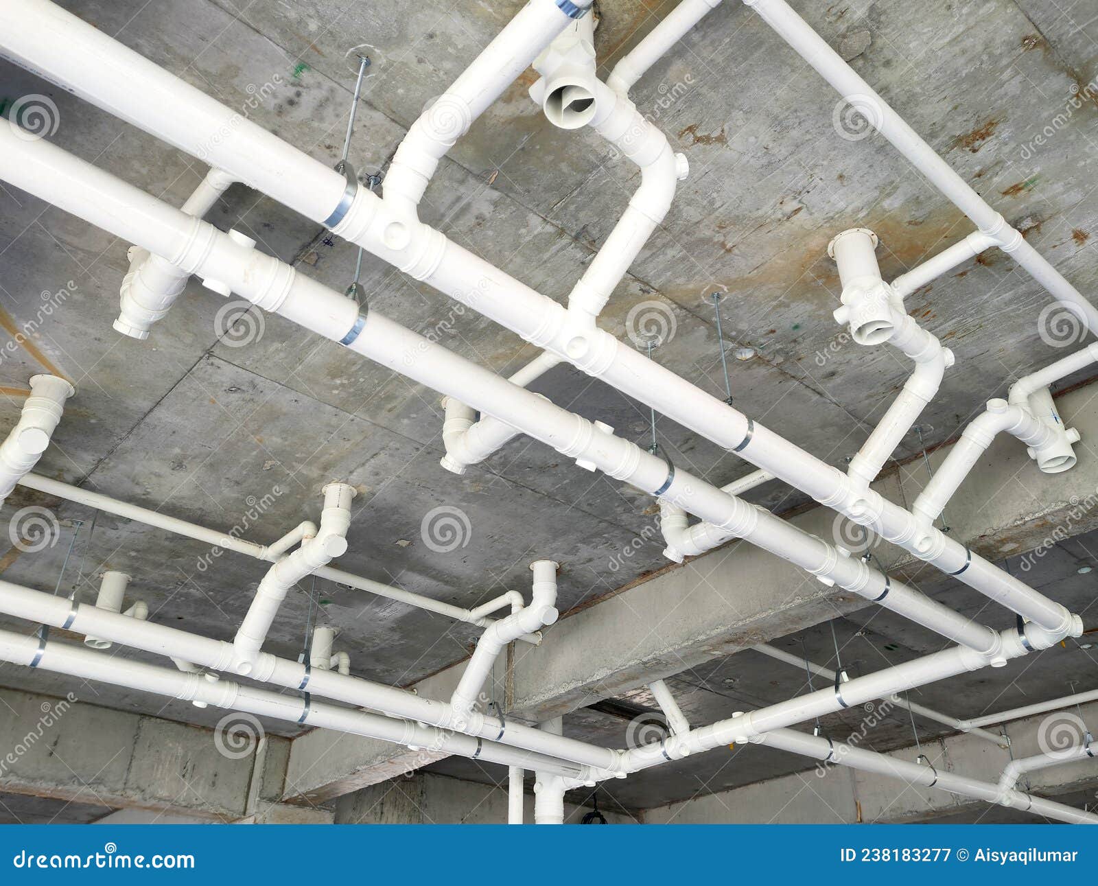 Sewerage Pipes from the Toilet Above are Interconnected Under the Floor ...