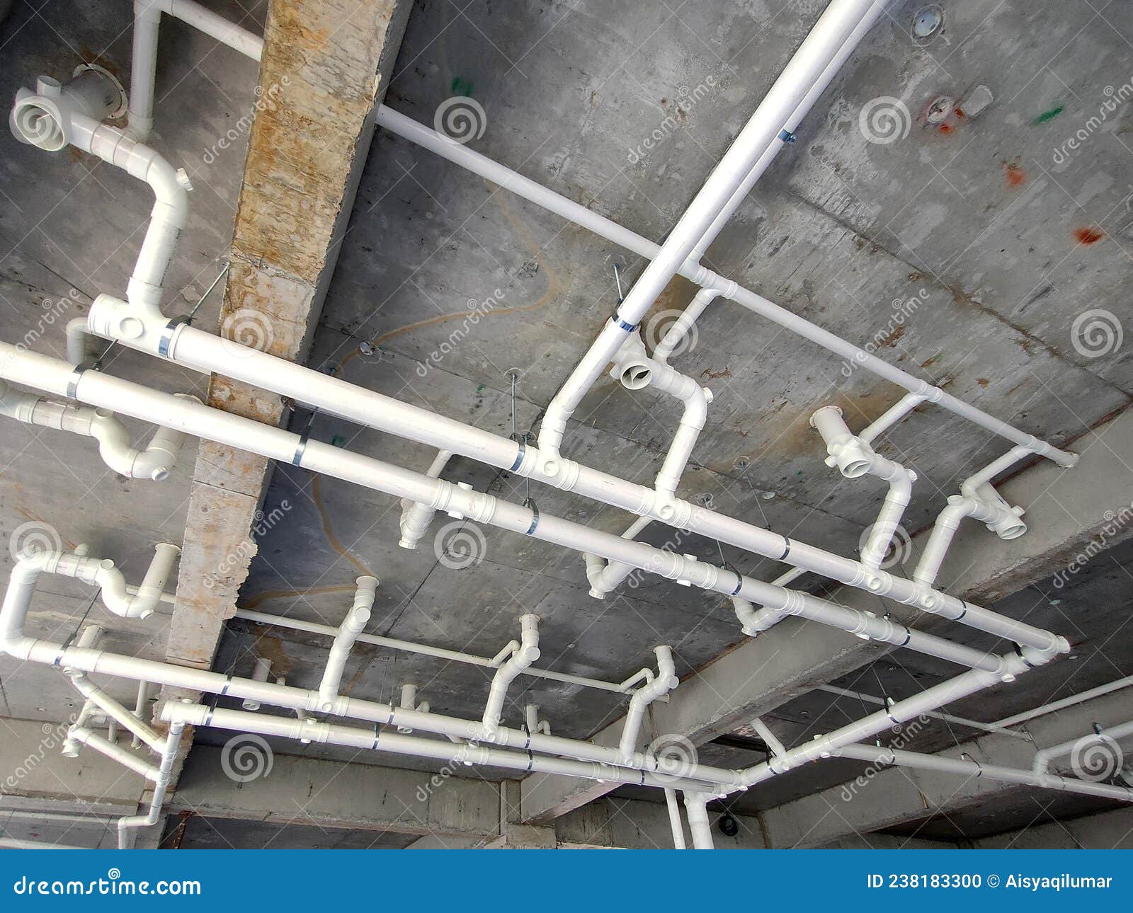 Sewerage Pipes from the Toilet Above are Interconnected Under the Floor ...