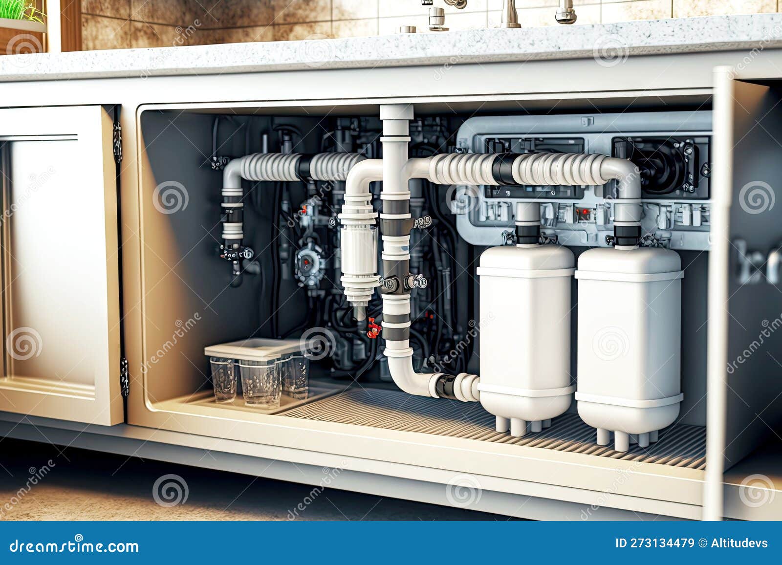 Sewerage with Piping Tanks Siphon and Pipes Equipment Stock Image ...