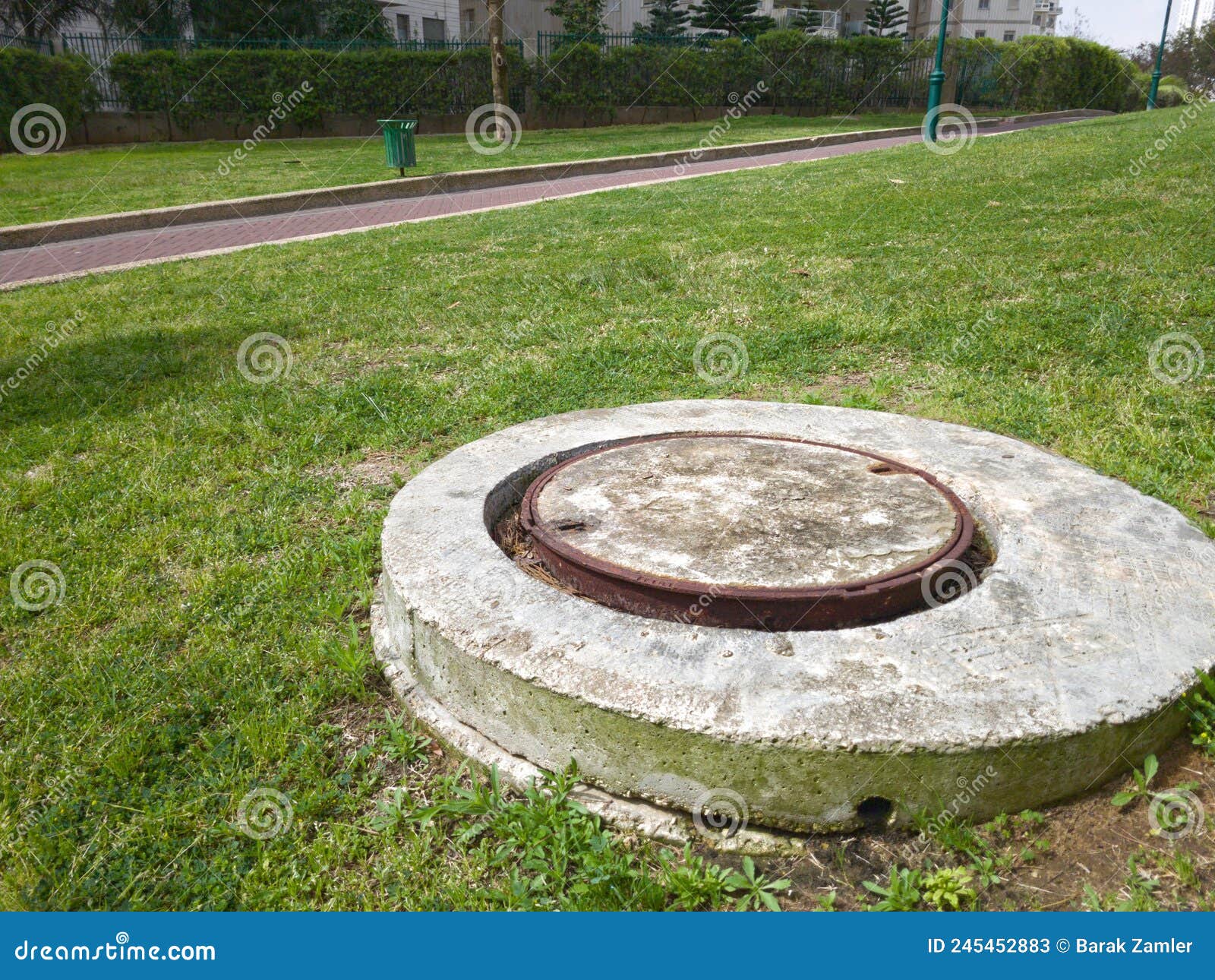 Sewerage Pit in the Middle of the Park Stock Image - Image of soil ...