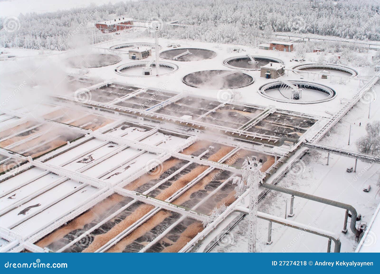 Sewerage Treatment in Water Tanks in Winter Stock Photo - Image of ...