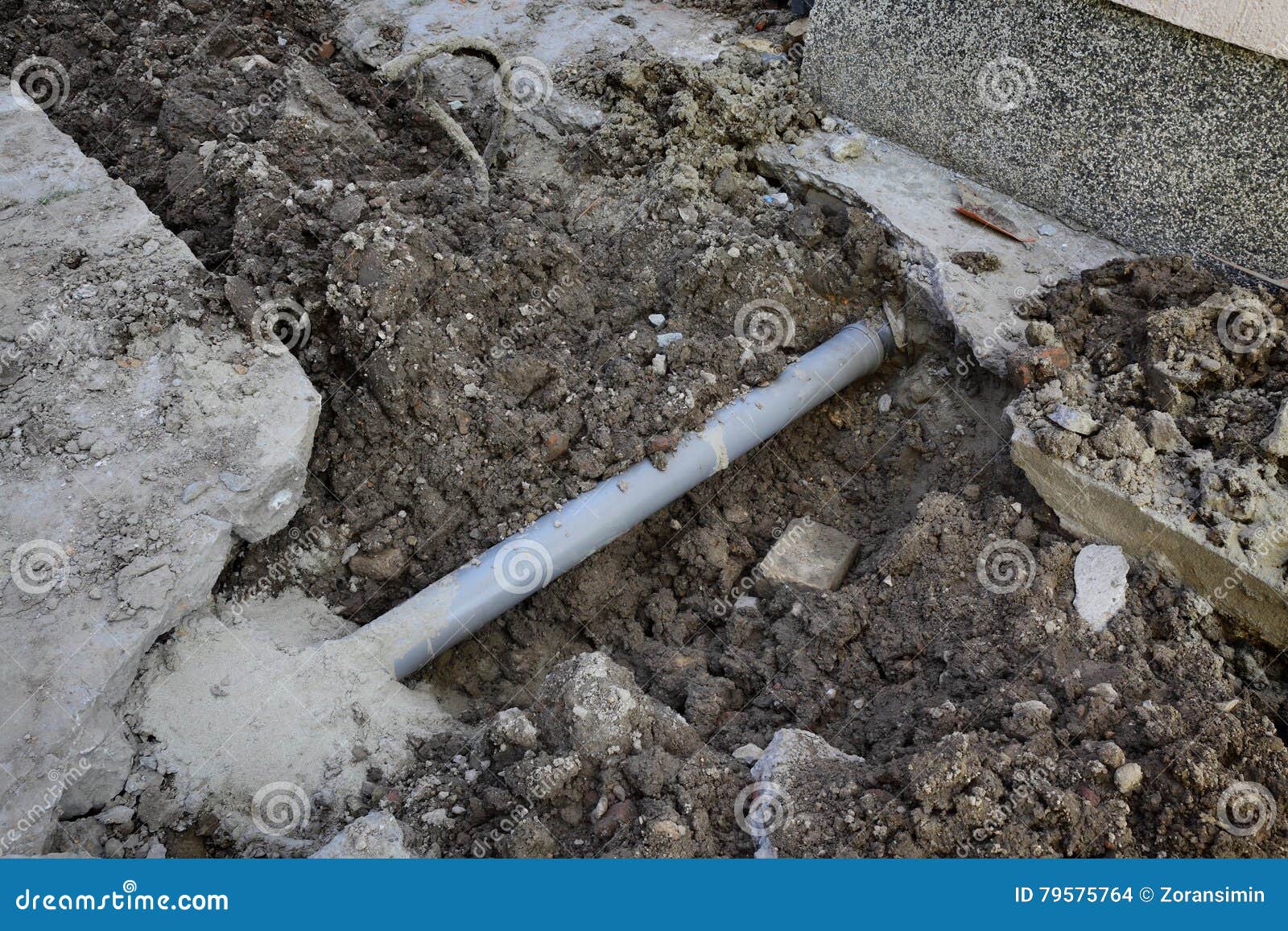 Sewerage Tube Repairing at Construction Site Stock Photo - Image of ...