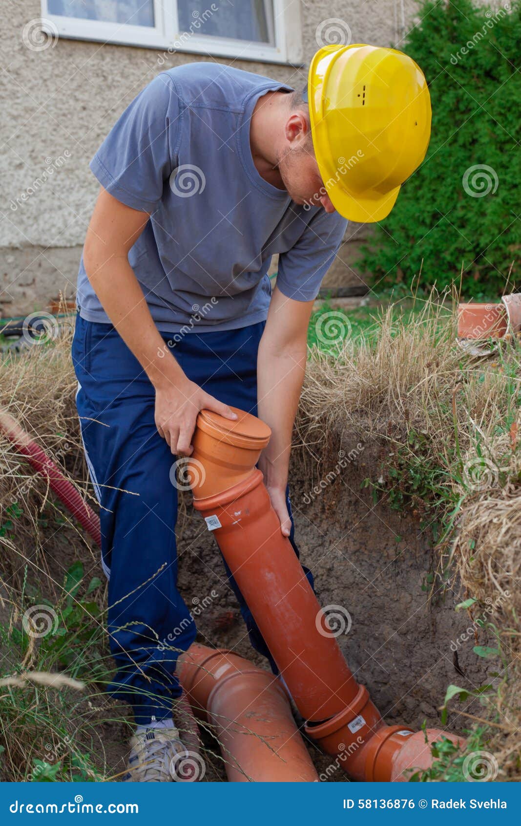 Sewerage. stock photo. Image of pipework, foundation - 58136876