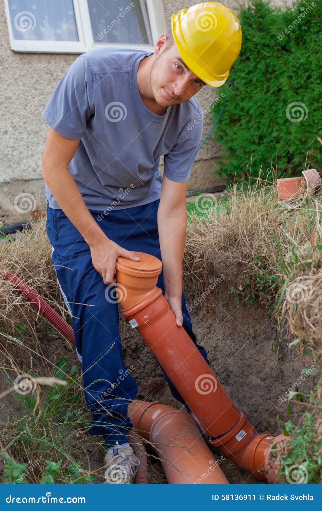 Sewerage. stock image. Image of personnelsewerage, installation - 58136911